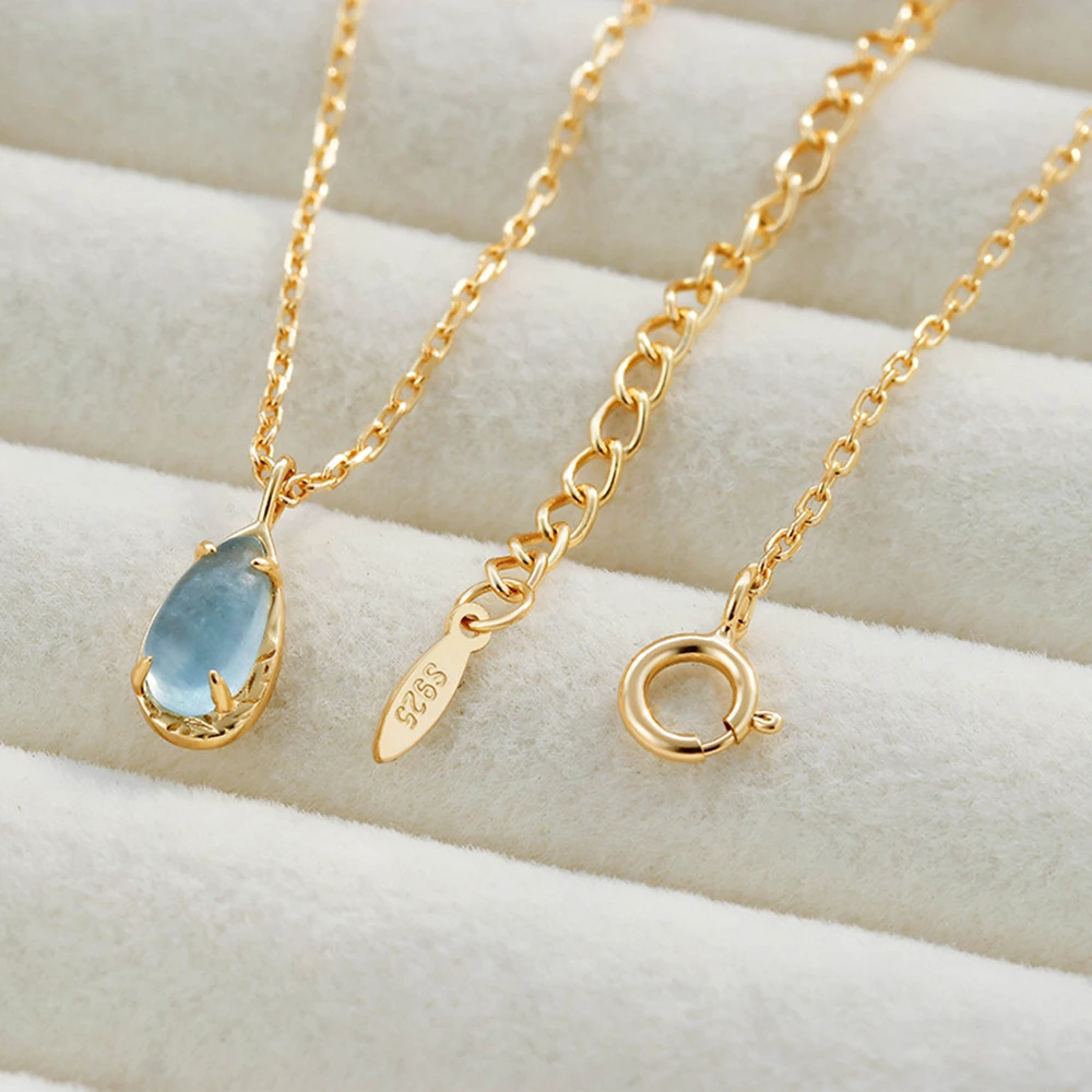 925 Sterling Silver 14K Gold Plated Gemstone Tears Water Drops ...