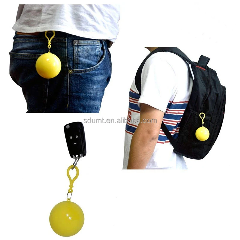 Key Ring Emergency Ball Rain Poncho Keychain Ball Rain Poncho Plastic ...