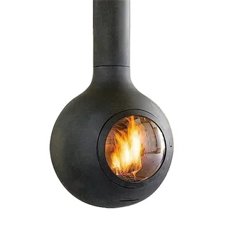 Spherical Suspended Fireplace With Glass Door Ball Hanging Fireplace ...