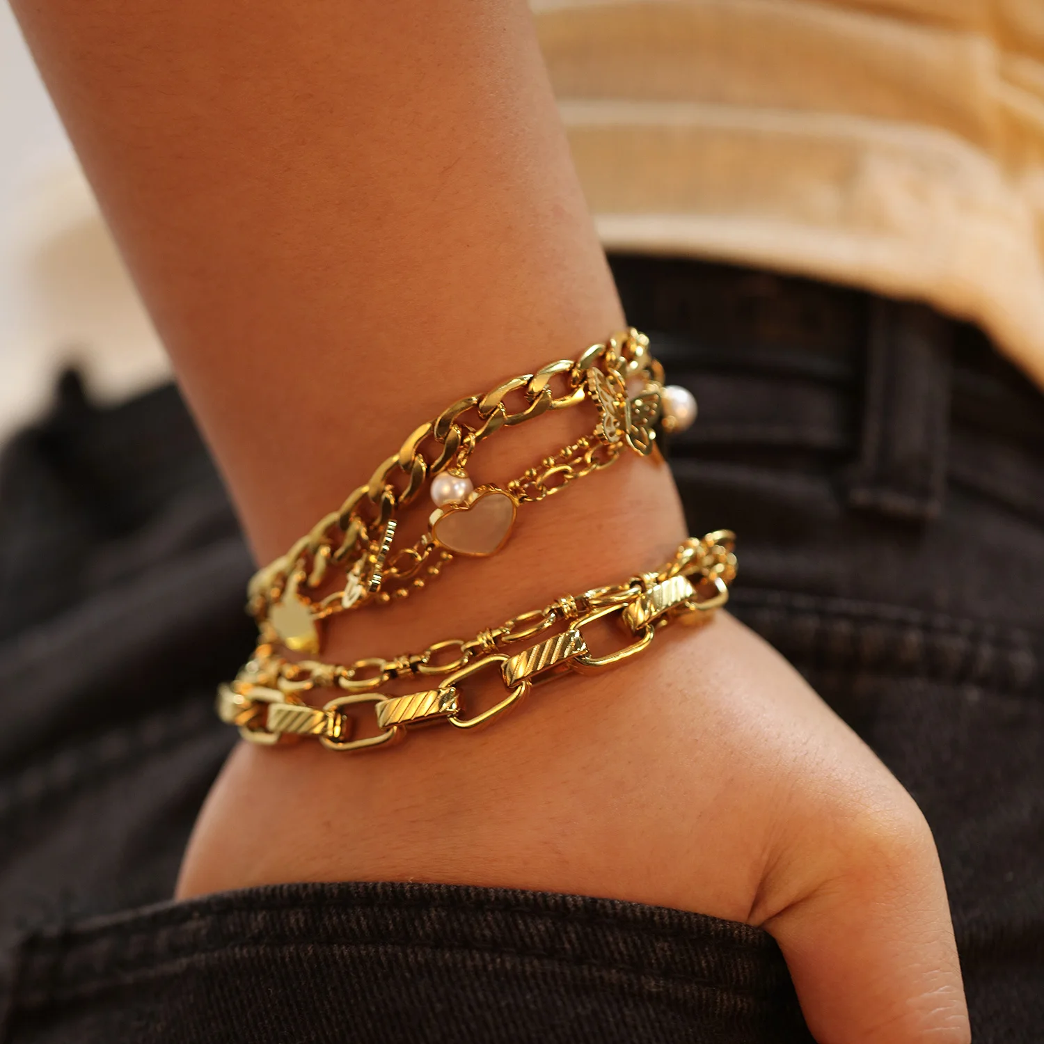 Factory Direct Stainless Steel Jewelry Fashion 18k Gold Plated Heart ...