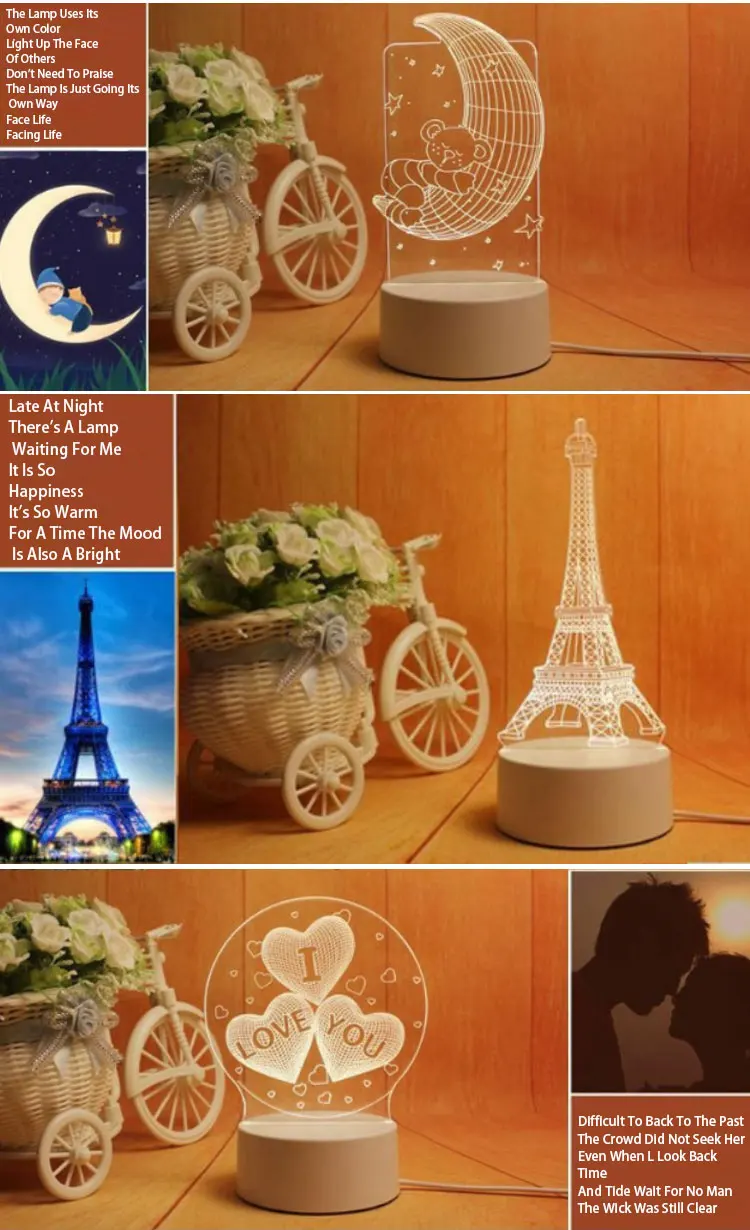 Hot 3d Stereo Custom Illusion Creative Cartoon Mini Warm Acrylic Led ...