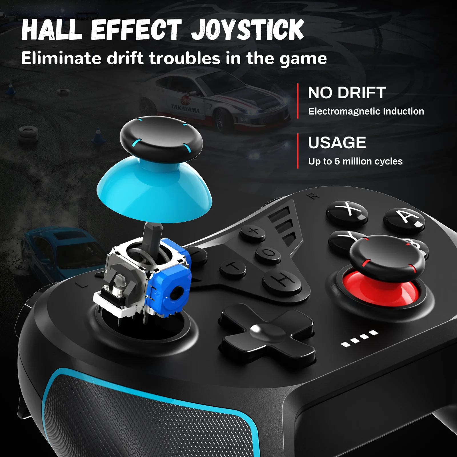 Hall Effect 3D Wireless Game Joystick Controller for Nintendo Switch ...