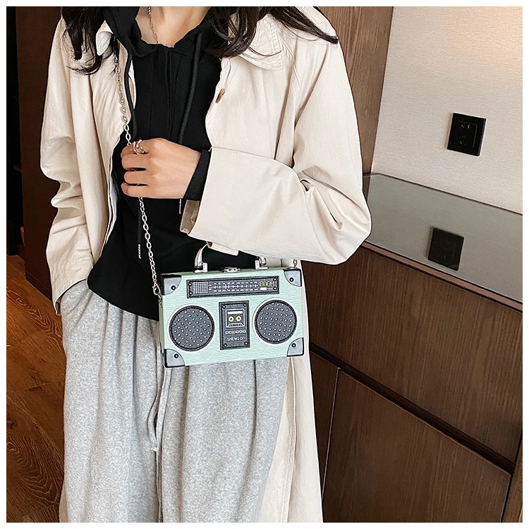 Personalized Retro Radio Mini Square Handbag Cute Creative Cross-body ...