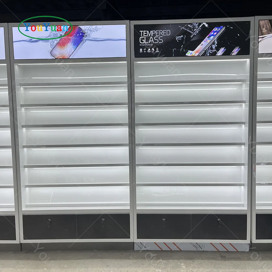 Plywood Glass Display Showcase For Mobile Shop Counter Display Cabinet ...