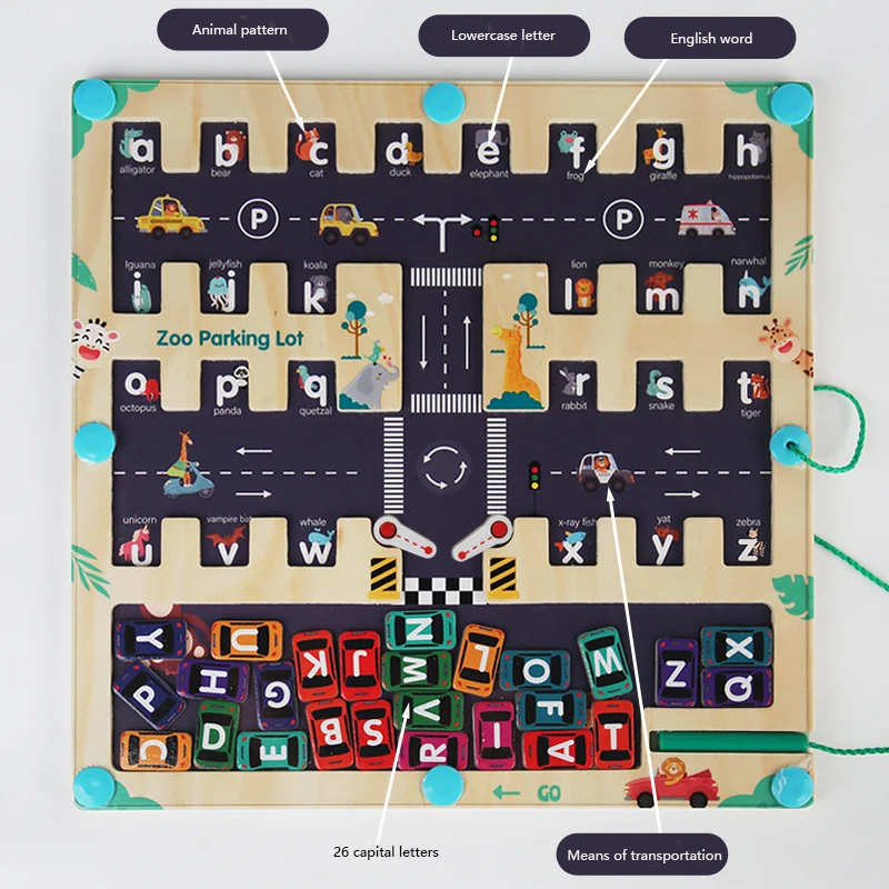 Magnetic Alphabet Maze Letter Puzzle Sensory Board Preschool Learning ...