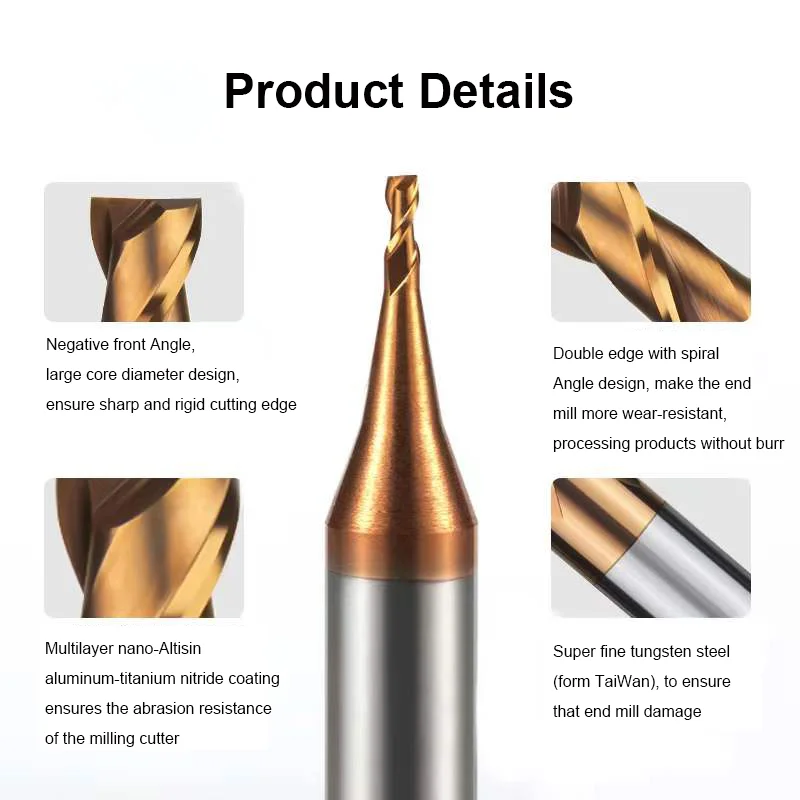 0.1mm to 0.9mm Micro End Mills - Precision CNC Tools