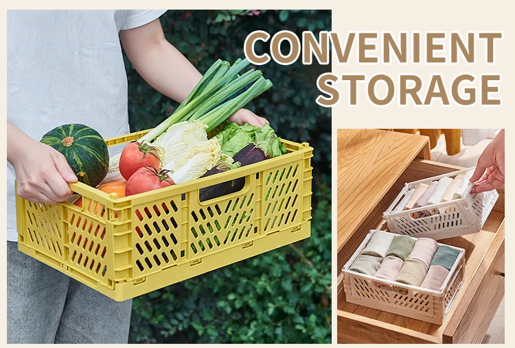 Household Desk Stackable Foldable Large Plastic Box Toy Storage Organizer For Kids Folding ...