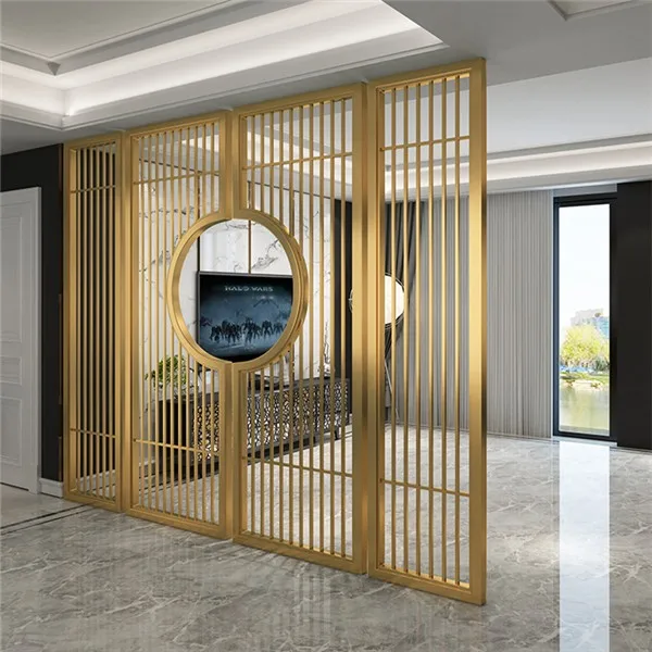 Elegant Oval Shape Stainless Steel Room Divider with Moru Glass