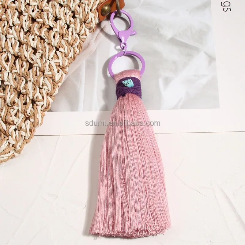 Hot Sale Tassel Handmade Cotton Thread Keychain Car Bag Pendant Key ...