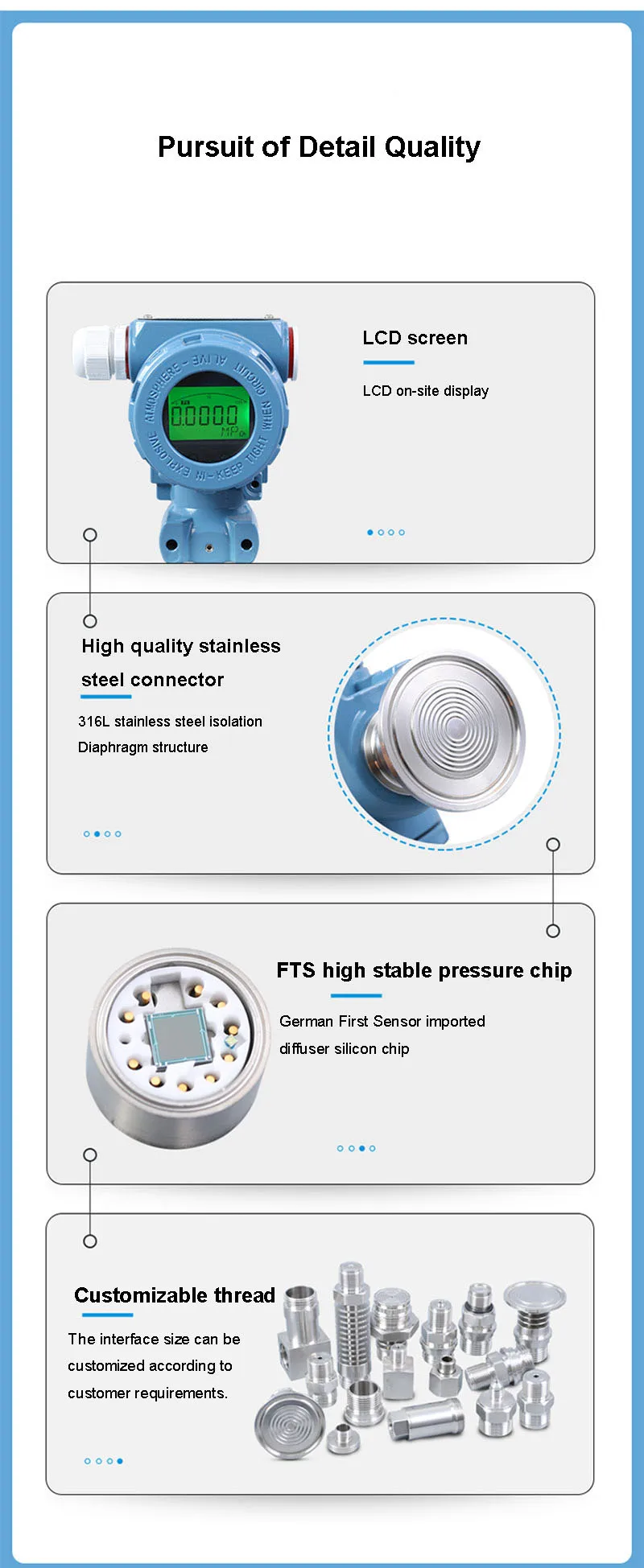 Flat Film 2088 Pressure Transmitter Sensor Led Constant Pressure Water ...