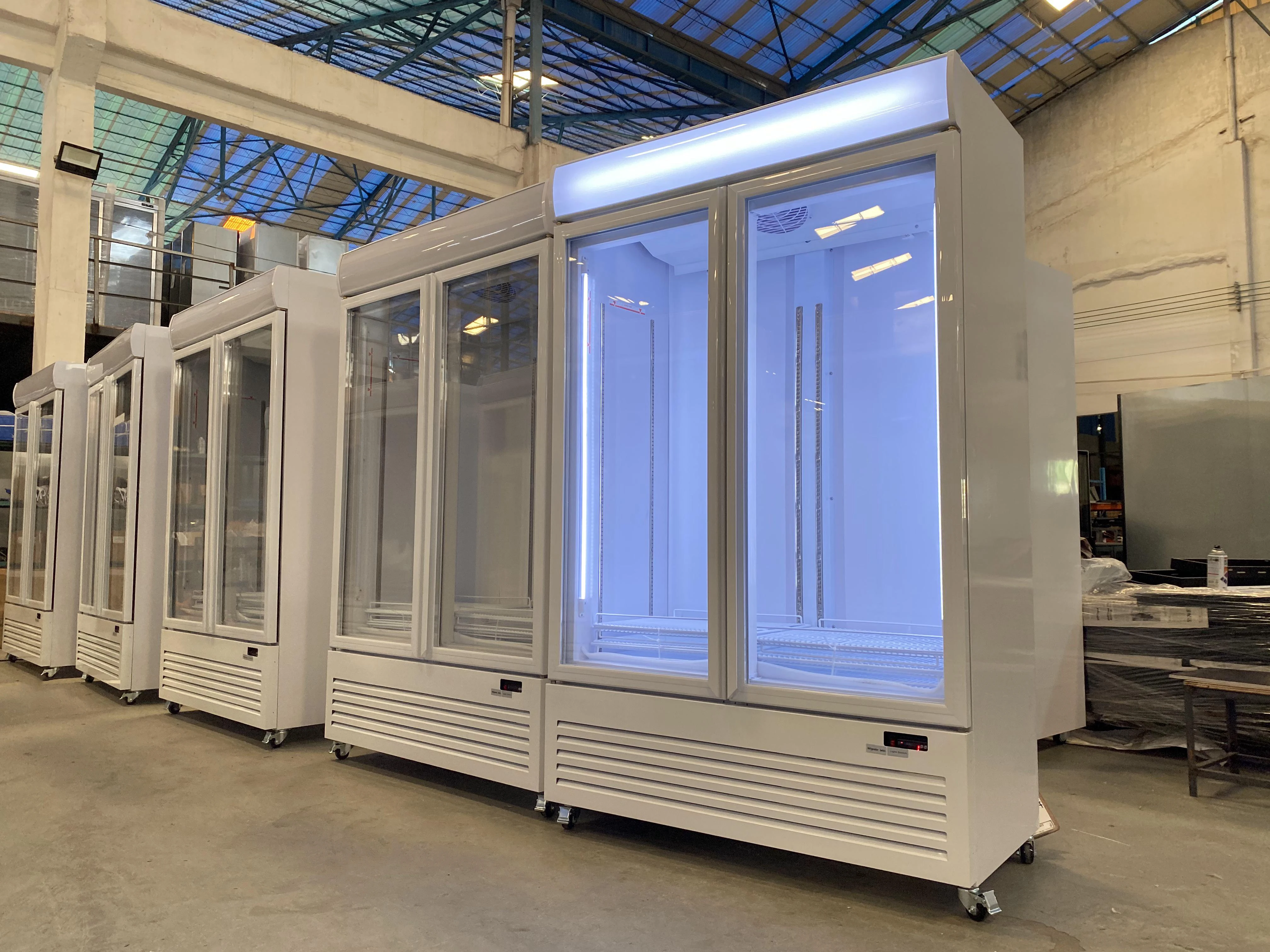 Double Door Led Screen Fridge Vertical Fan Cooling Chiller Energy Drink ...