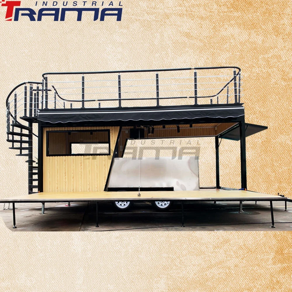 2 Storey Food Truck Mobile Pop Up Restaurant Food Trailers With Seating ...