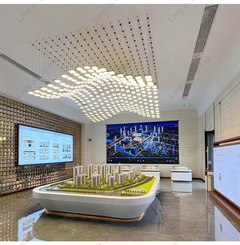 Modern Simple Smart square Wave-shaped Sales Department Chandelier ...