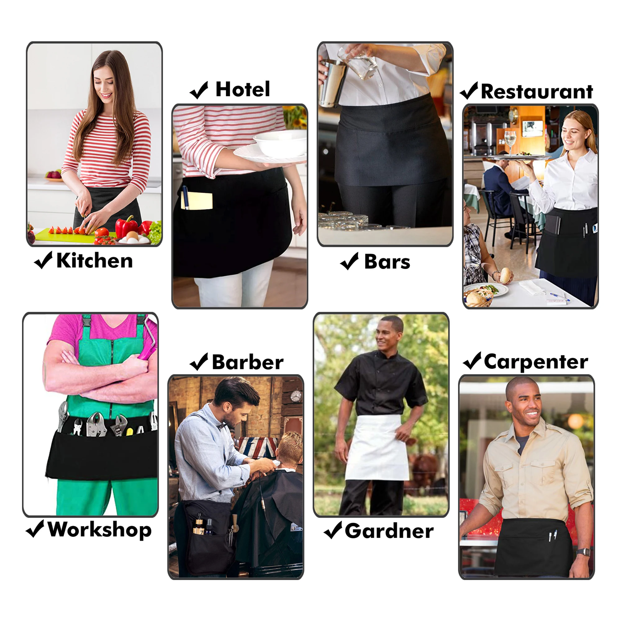 Wholesale 12 Pack 3 Pockets Server Chef Waist Aprons Waiter Waitress ...