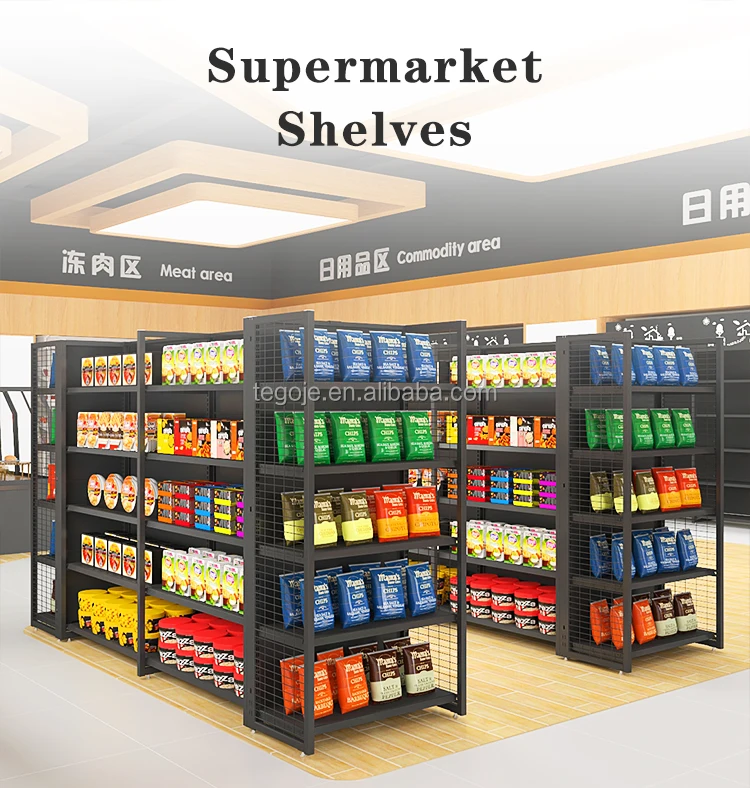 Retail Store Heavy-Duty Double-Sided Metal Supermarket Rack 60KG ...