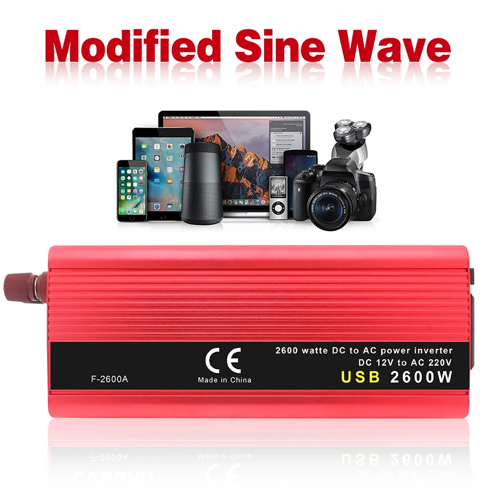 Current Convertary 1KW 2.6KW 12V to 220V Converter DC AC Power Inverter ...