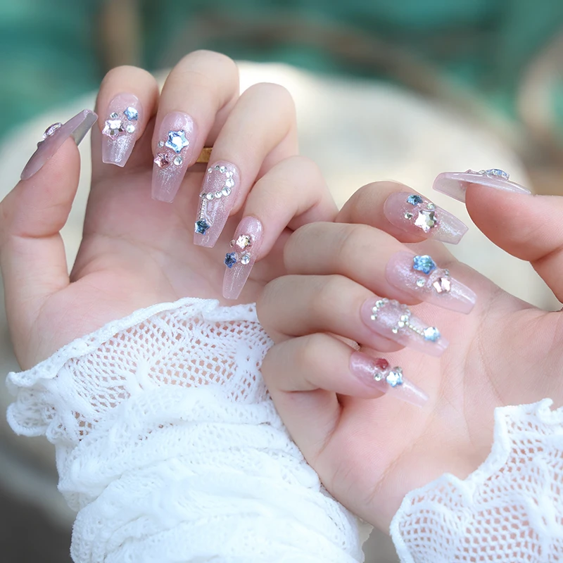 Long Cat Eye Cute Black Customer Label Acrylic Artificial Fingernails ...