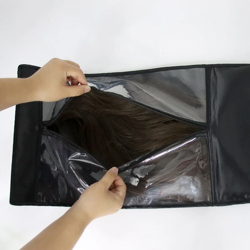 Luxury Satin Extension Hair Storage Bag Hanger Hair Bag With Hanger ...