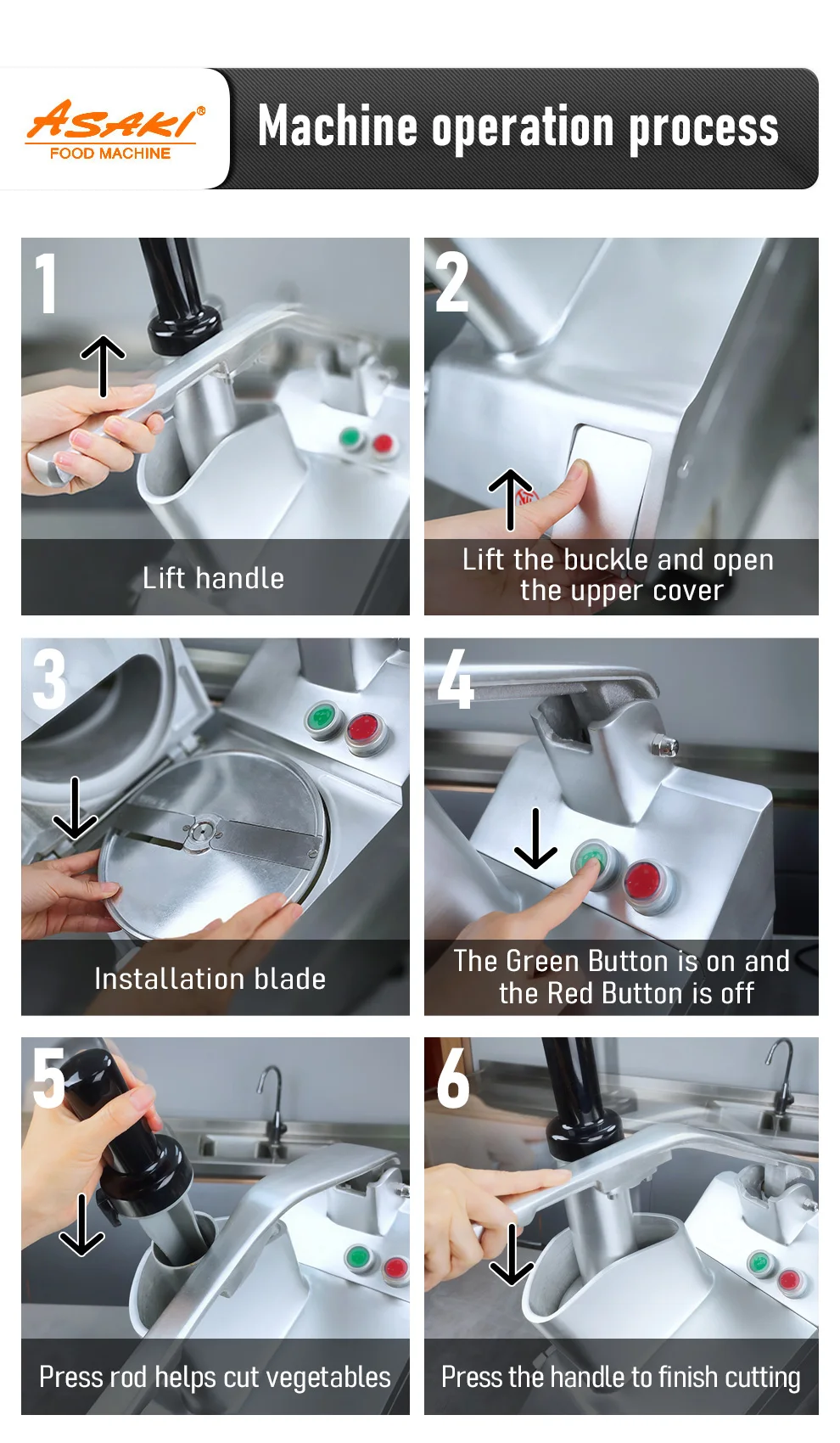 ASAKI Electric Vegetable Slicer - Multifunctional Food Processor