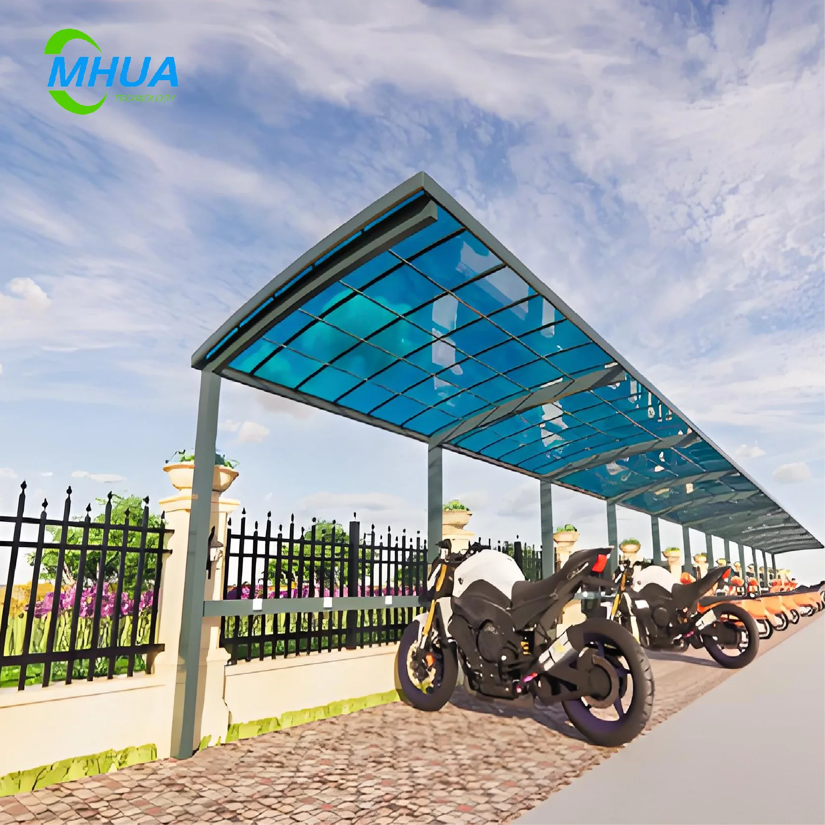 Modern Outdoor Carport with Waterproof Polycarbonate Roof