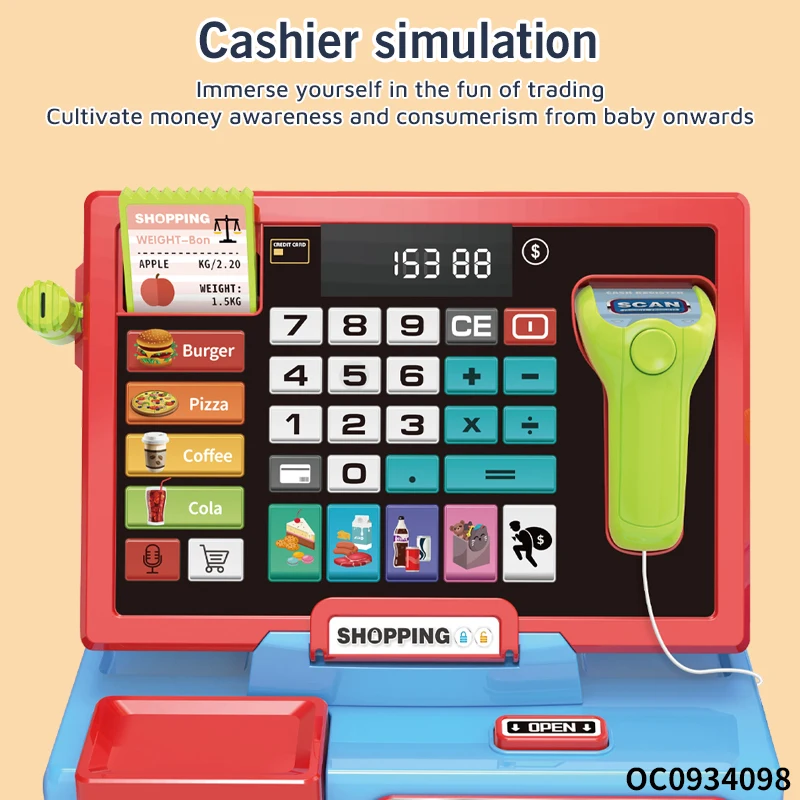 Plastic Shopping Basket Supermarket Game Toy Miniature Cashier Machine ...