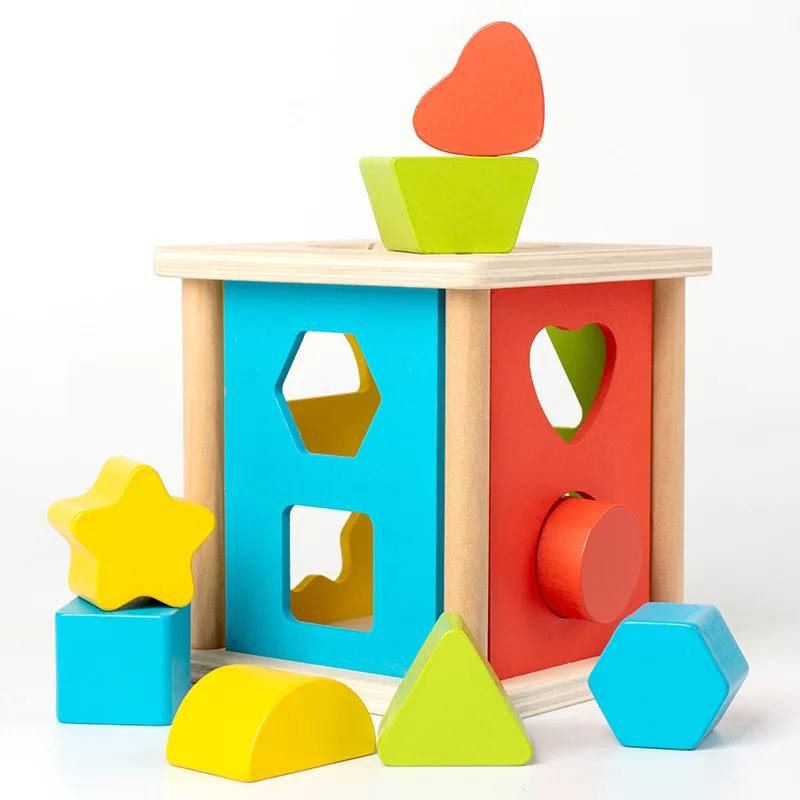 Educational Fun with Wooden Building Block Matching Box