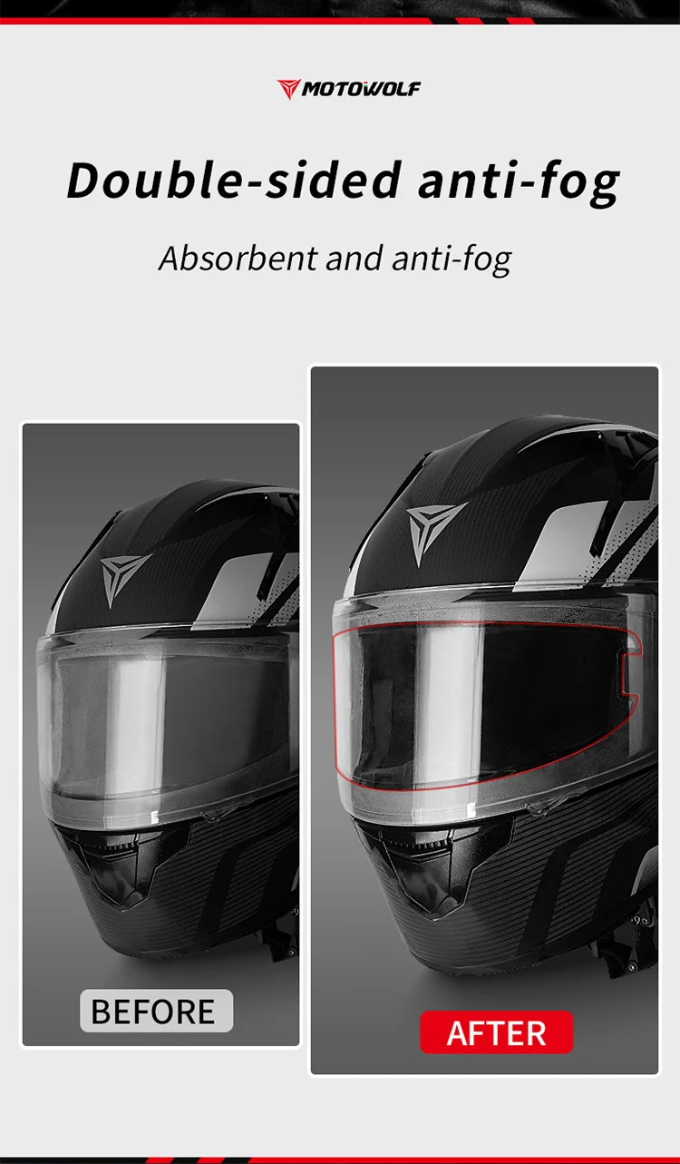 MOTOWOLF Anti-Fog Sticker Helmet Film - Transparent & Durable