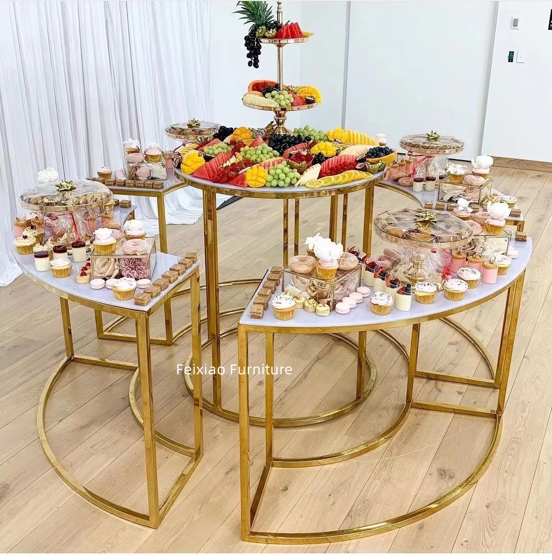 Modern Golden Combination Round Cake Table Cake Display Racks For ...