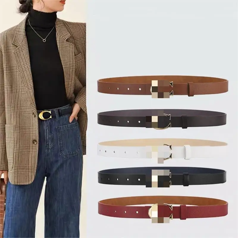 2025 New Wholesale Letter C Gold Buckle Double Sided Cowhide Belt Soft ...