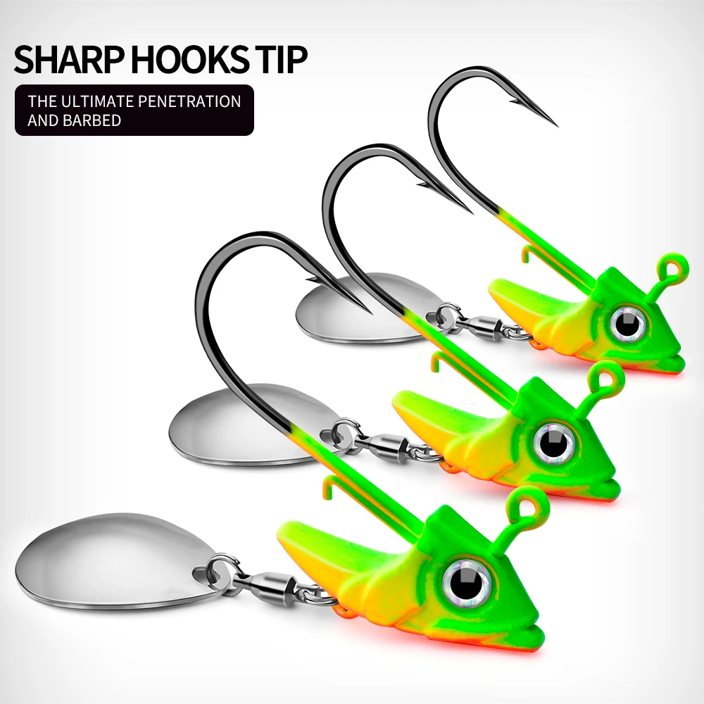 Fish Jig Head Fishing Hook With Spoons 30g 35g 45g Offset Sinker Worm ...