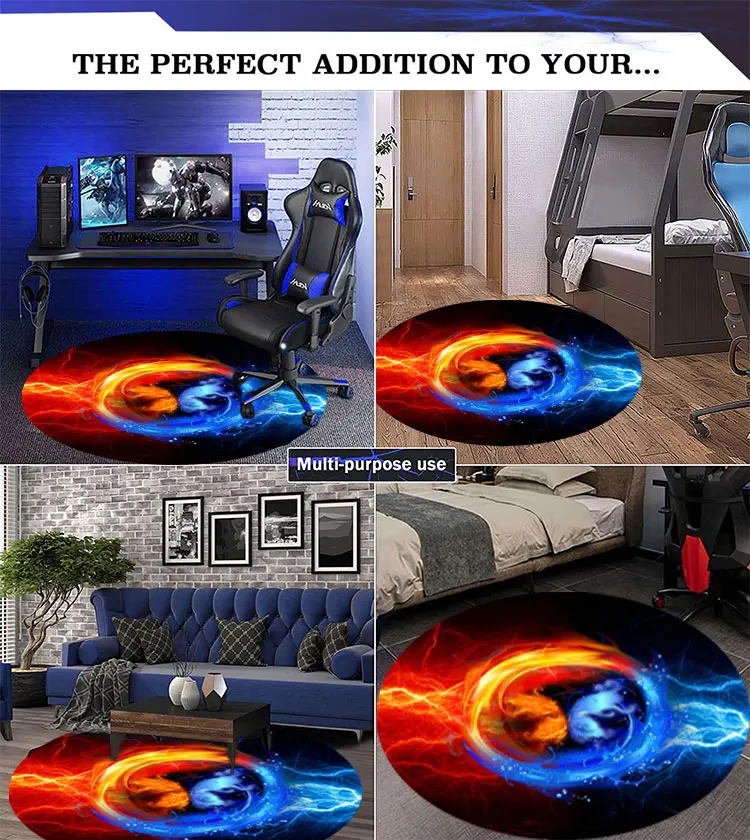 Anti Slip Home Office Under Desk Mat Round Polyester Gaming Chair Mat ...