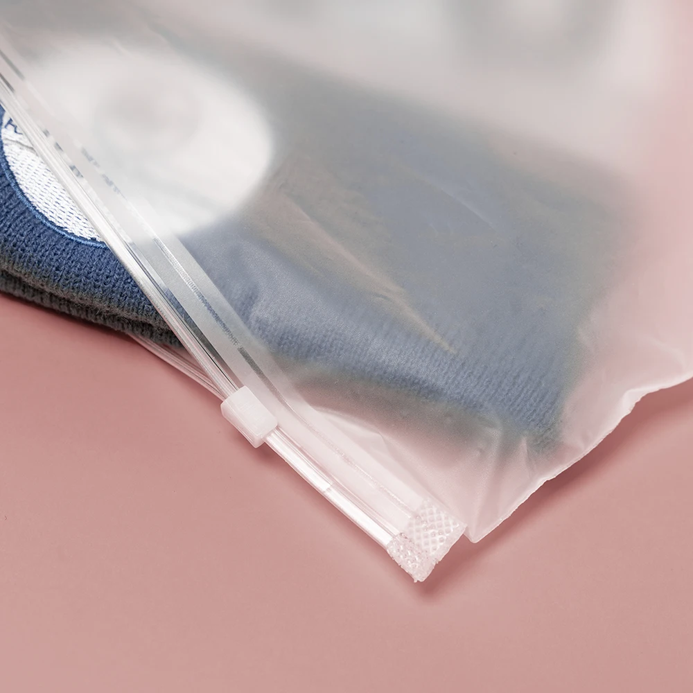 Custom Printed Logo Clear Pvc Frosted Plastic Bag With Slider Zipper T ...