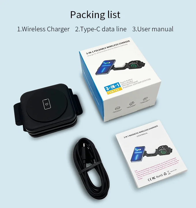 New Design 3 In 1 Foldable Wireless Charger Magnetic For Iphone 12/13 ...