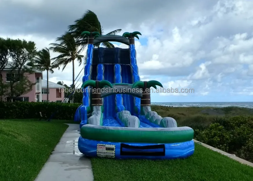 30 Ft Tall Dual Lane Monsoon Inflatable Water Slide For Sale - Buy ...