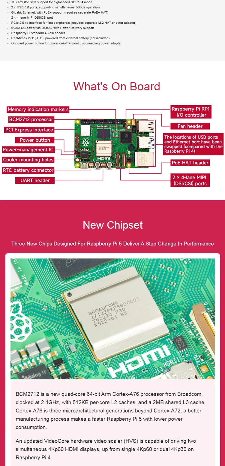 New Raspberry Pi 5 Model 4gb Ram Bcm2712 Linux Computer In Stock Single Development Board Kits ...