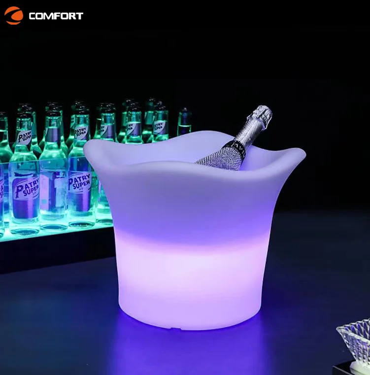 Ice Bucket with LED Cooler Waterproof PE LED Illuminated Ice Bucket ...