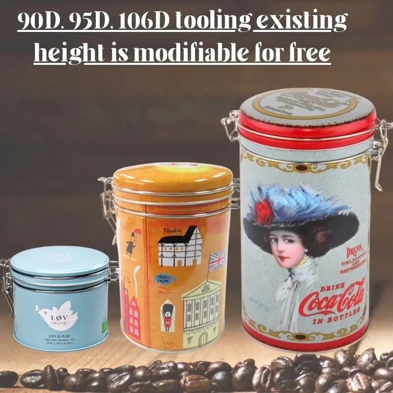 Food Safe Air Tight Tinplate Canister with Clip Lid for Coffee Tea ...