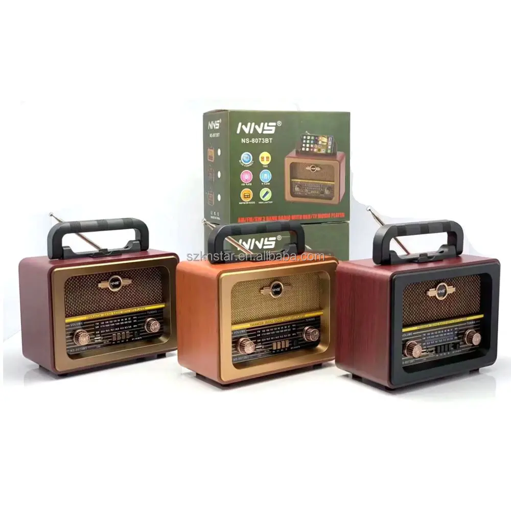 Ac 220v Charged Retro Style Portable Desktop Radio Ns-8073bt Wooden ...