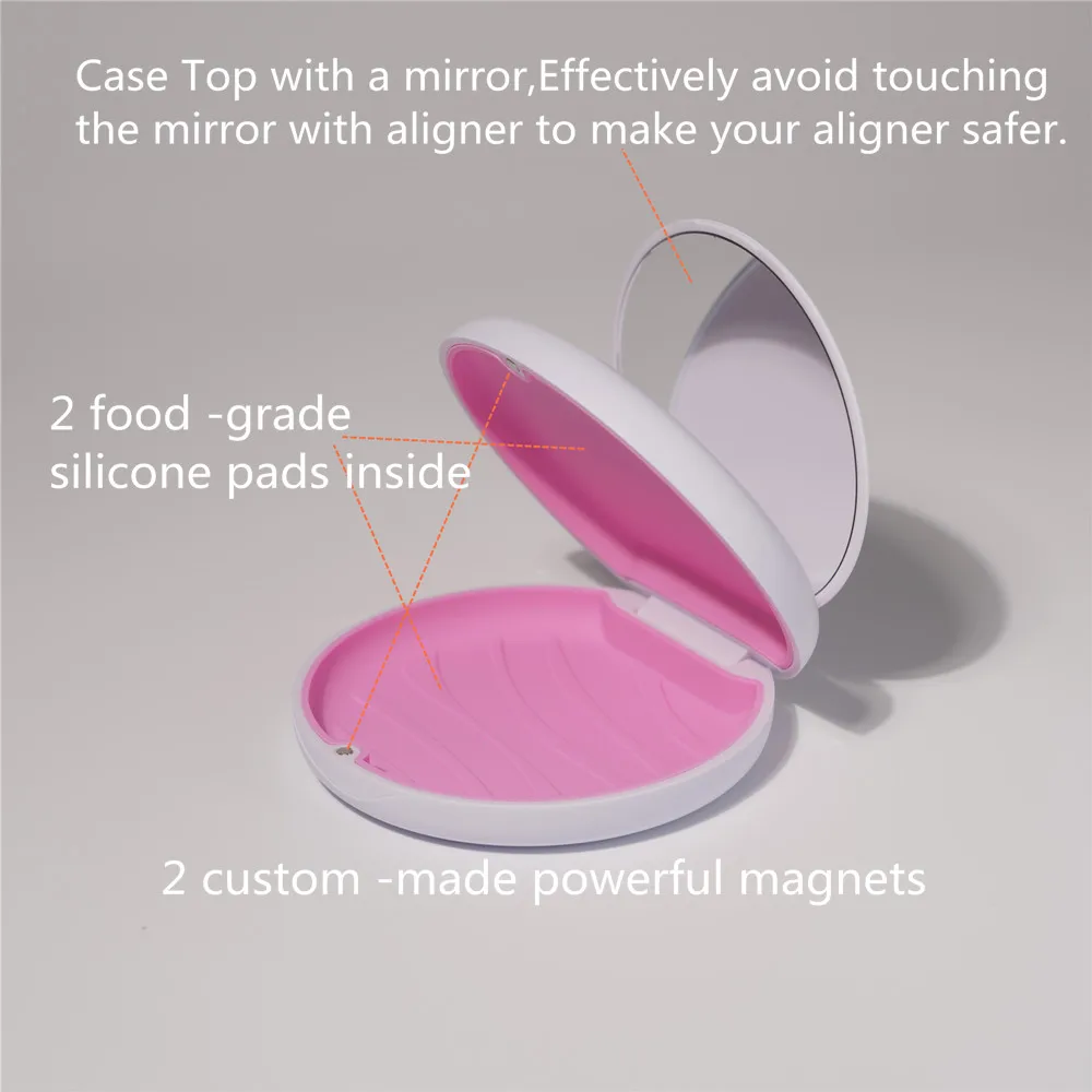 Custom LOGO Orthodontic Aligner Case with Mirror Cute Slim Retainer Case
