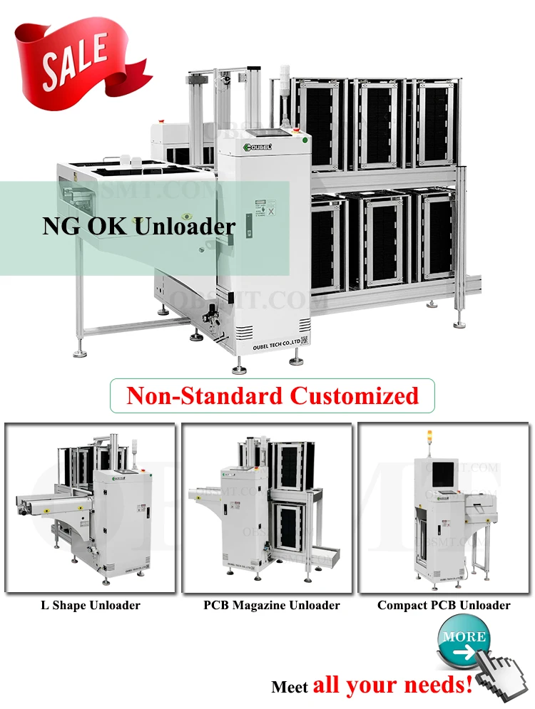 Dual Rails PCB Magazine Unloader PCB Board Unloader NG Board Unloading Machine With SMEMA ...