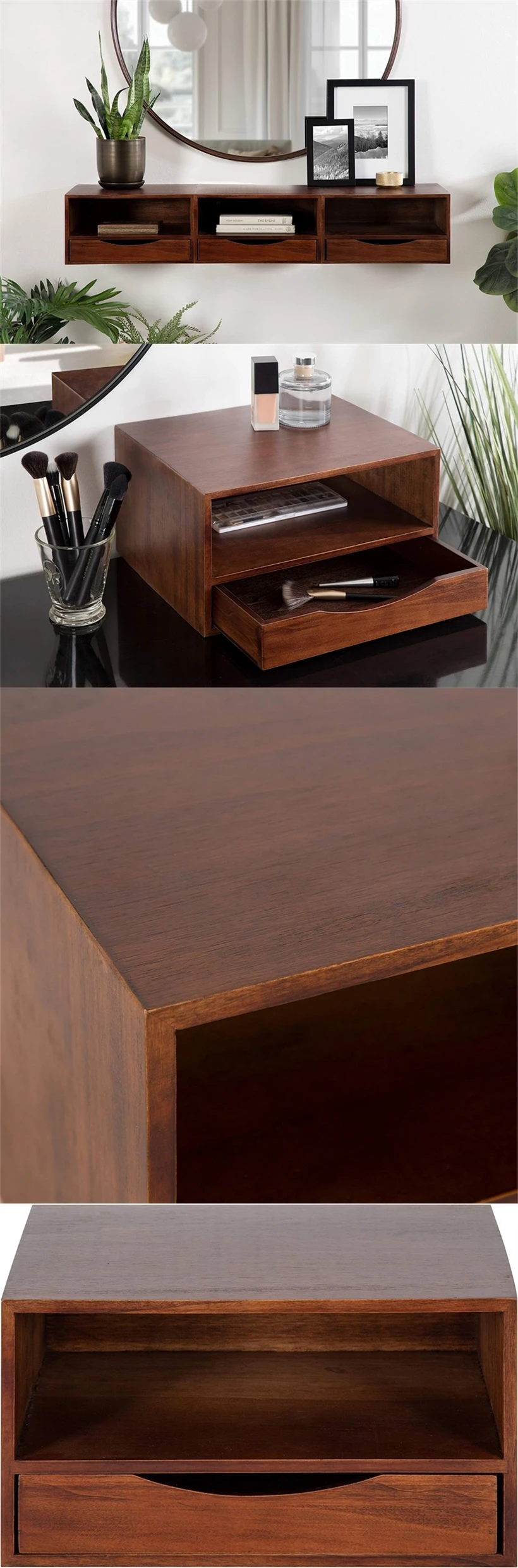 Modern Floating Shelf Transitional Floating Desk Drawer Wooden Wall ...