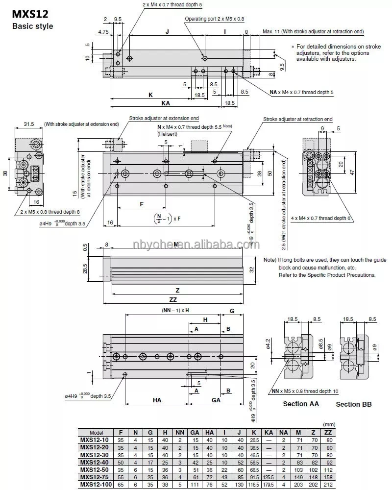 Pneumatic HLS Linear Slide Table Cylinder with Guide Rail