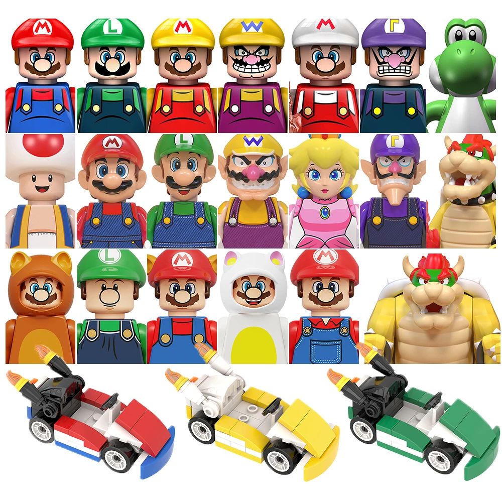 Leguoguo Mario Minifigs Mario Bros Set Super Kinopio Wario Luigi Koopa ...