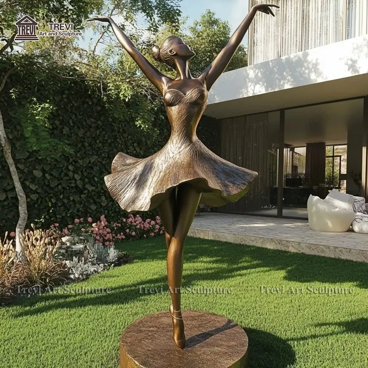 Modern Custom Brass Garden Woman Statue Metal Bronze Dancing Lady ...