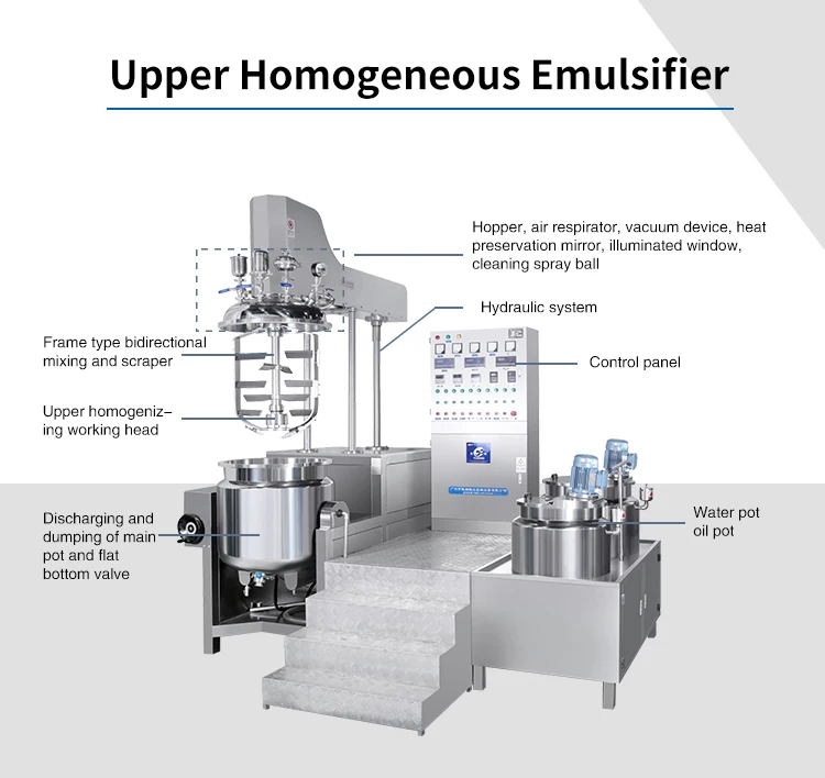 Vacuum Emulsifier Mixer Homogenizer 50 Kg 100 200 300 500 1000 1500 ...