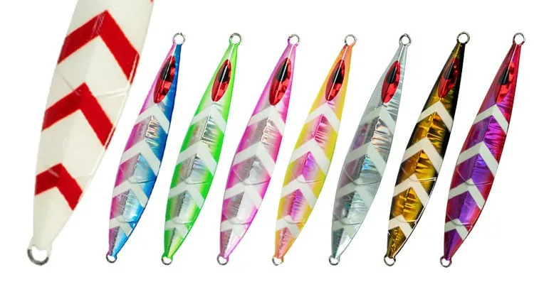 New 60g 80g 120g 180g Metal Jig Uv Luminous Lure Slow Pitch Jigs Fishing Lure Saltwater Vertical ...