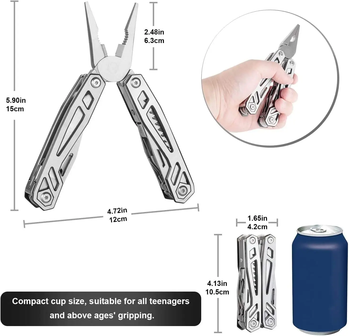 21-in-1 Multi-tools Hard Stainless Steel Multi-pliers Foldable Self ...
