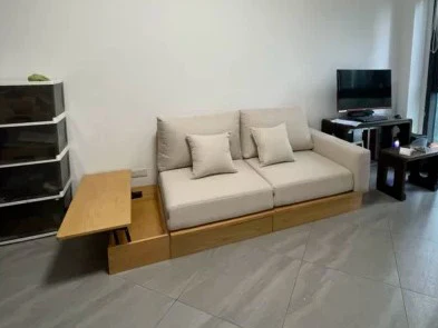 Extendable Wooden Sofa Bed with Lift Top Storage - Modern Foldable ...