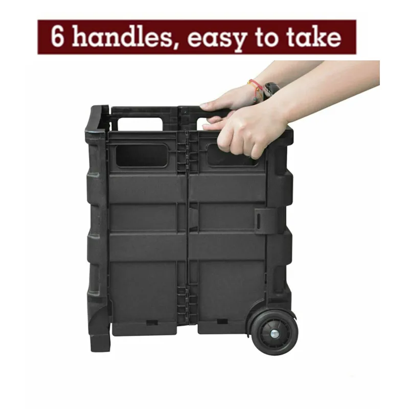 Plastic Rolling Fold Up Pull Trolley Shopping Cart - Buy Rolling ...