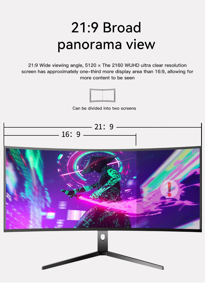 40 Inch 5120*2160 5K 75HZ Curved LED Screen Computer Gaming Monitor PC ...